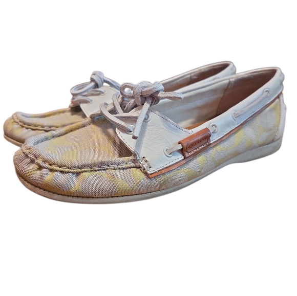 Coach | Shoes | Coach Yellow And Cream Loafers Boat Shoes Casual Slipon ...